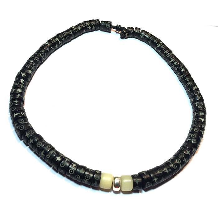 LAMA COLLIERS fait main, pendule en os, argent massif 925